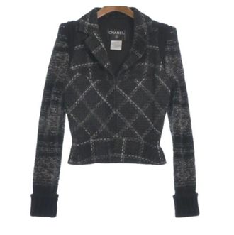 Chanel Black Tweed Zip Front Jacket Size 38