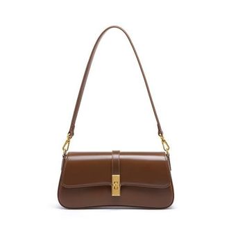 Generic Sac &agrave; bandouli&egrave;re en cuir v&eacute;ritable - Noir - Sac &agrave; main vintage pour femme - Sac &agrave; main Hobo sous les bras - Bretelles r&eacute;glables amovibles, caf&eacute;, 11.8