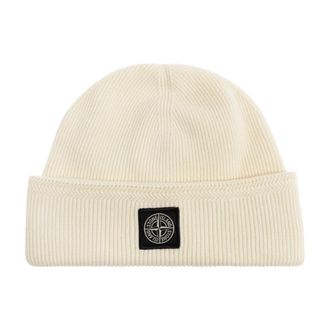 Stone Island Homme, Accessoires, Beige, Taille: ONE Size Logo Patch Beanie