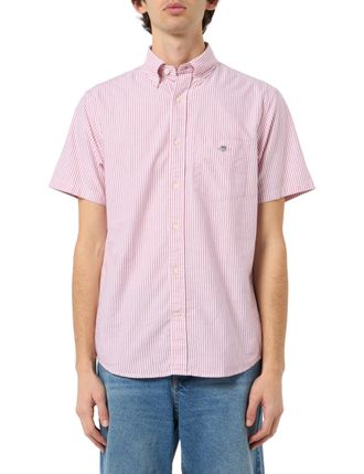GANT Herren REG Classic Oxford Stripe SS Shirt Hemd, Ruby RED, M