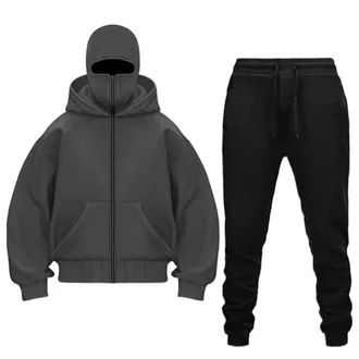 Generic Sweat &agrave; capuche zipp&eacute; pour homme et pantalon de jogging - Surv&ecirc;tement pour homme avec masque, veste cagoule et pantalon de protection, sorties Y2K d&eacute;c
