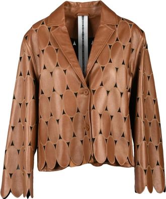 S.W.O.R.D 6.6.44 S.w.o.r.d 6.6.44, Femme, Vestes, Brun, Taille: 34 FR Short Leather Jacket