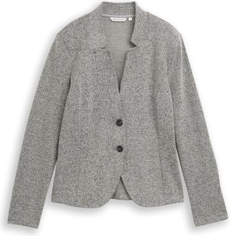 Tom Tailor Damen 1048829 Fitted Jacquard Blazer, 36596-Grey Heringbone Boucle, XL