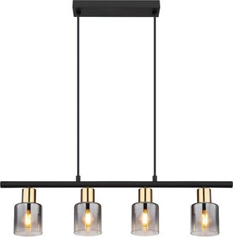 Globo Lighting LED Pendelleuchte Wohnzimmerleuchte Hängelampe Rauchglas Pendellampe 3 flammig, Metall, 4x 6W 700lm warmweiß, LxBxH 65x8x120 cm