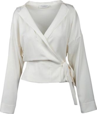 Philosophy di Lorenzo Serafini Femme, Blouses et Chemises, Blanc, Taille: 38 FR Giacca a Vestaglia in Satin