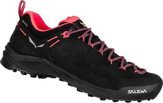 Salewa Wildfire Leather GTX W, Zapatillas de Senderismo Mujer, Black/Fluo Coral, 40.5 EU