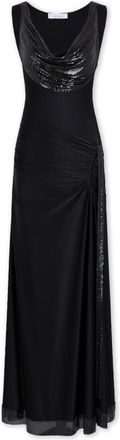 Paco Rabanne Langes Kleid aus Mesh und Jersey - - Dresses - Damen - Schwarzk - XS