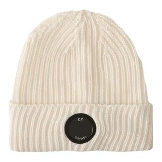 C.P. Company Extrafine Merino Wool Lens Beanie - - Accessories - Herren - Wei&szlig; - ONE SIZE