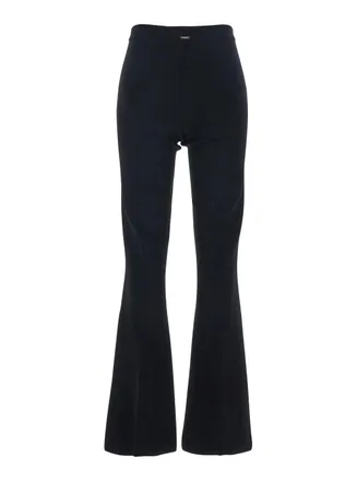 Twinset Womens Pants Ribbed Design Black Viscose Trousers