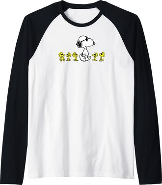 Peanuts Cooles Crew-Erdnuss-Design von Snoopy und Woodstock Raglan
