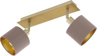 Eglo Deckenlampe Valbiano, 2 flammige Deckenleuchte, Deckenstrahler aus Metall und Textil, Flurlampe in Messing-Geb&uuml;rstet, Nickel-Matt, Cappuccino, Gold, S
