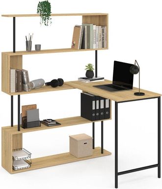 IDMarket Idmarket - Eckschreibtisch Bibliothek drehbar 180° detroit S-Form Industriedesign