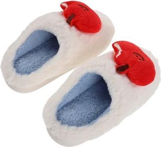 FOMIYES Slippers De Fourrure De Pomme Slippées Dhiver Des Fruits Slippers Sol De Fruits Aux Pommes Confortables Pantoufles Mignonnes Peluche Blanche