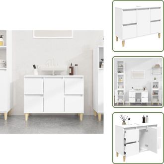 vidaXL The Living Store Waschbeckenunterschrank Wei&szlig; 80x33x60 cm Holzwerkstoff - Waschbeckenunterschrank - Badezimmerm&ouml;bel - Schubladenschrank