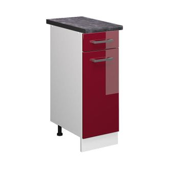 Vicco Meuble cuisine R-Line, Rouge bordeaux Haute brillance, 30 cm, pt Anthracite Vicco