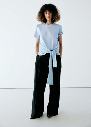 Mango T-shirt coton col rond bleu ciel - Femme - XXS - MANGO