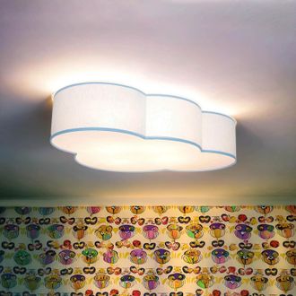 Licht-Erlebnisse Kinderzimmerleuchte Wolkenlampe Stoff hellblau 4x E27 einfach montierbar Leuchtmittel wechselbar Deckenlampe Deckenleuchte f&uuml;r Kinder