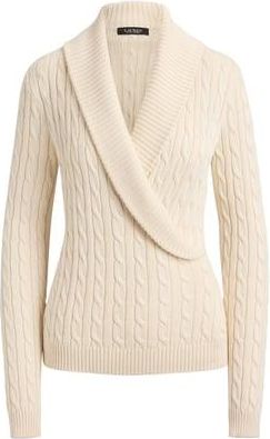 Ralph Lauren Pull col claudine crois&eacute; en maille tress&eacute;e