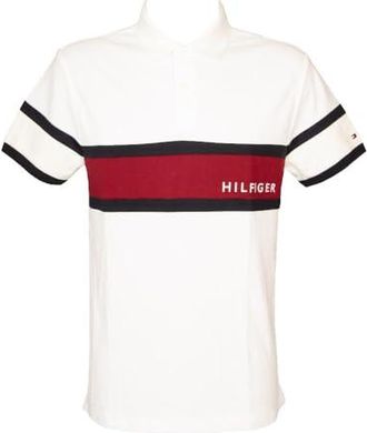 Tommy Hilfiger TH Polo Homme, Chemise &agrave; Manches Courtes avec col et Boutons, Coupe Classique Pur Coton Article XM0XM02829, YBR White/Bianco, XL