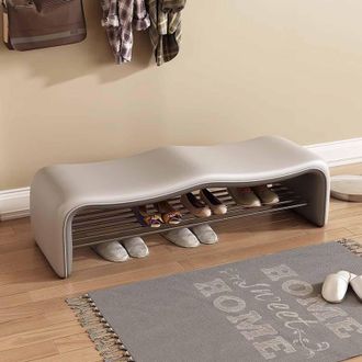 Generic 2-stöckige Aufbewahrungsbank Mit Gepolstertem Sitzkissen for Eingangsbereich, Wohnzimmer, Schlafzimmer, Gepolstert, Platzsparend, Moderner Stil(Gray,1