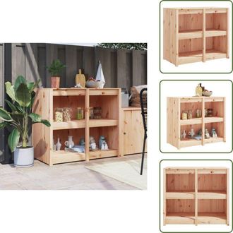 vidaXL Gartenk&uuml;che - vidaXL Outdoor-K&uuml;chenschrank MEPPEL 106x55x92 cm Massivholz Kiefer - Massivholz K&uuml;chenschrank