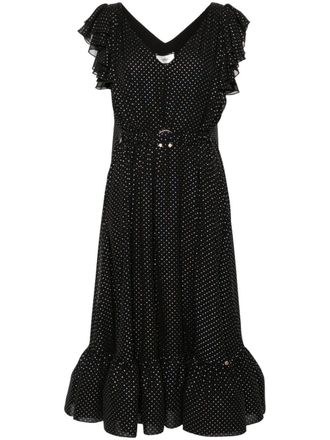 Nissa robe ceintur&eacute;e &agrave; pois - Noir