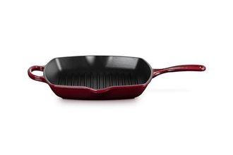LE CREUSET Signature Gusseisen-Grillpfanne, Quadratisch, 26 cm, Für alle Herdarten inkl; induktion geeignet, 2,86 kg, Garnet, 20183269490422