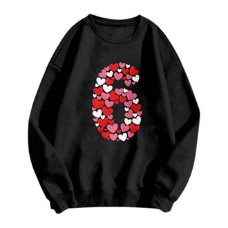 Generic Sweat-shirt unisexe pour couple assorti avec motif damour d&eacute;contract&eacute; &agrave; manches longues et col rond pour femme confortable &agrave; manches longues tuniques 