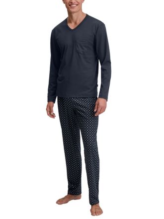 CALIDA Relax Streamline Pyjama lang Herren, aus 100% Baumwolle, Hose mit stoffbezogenem Gummibund