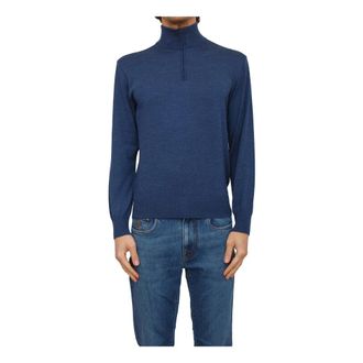 Paul & Shark Maglia Zip Lana Lyocell - - Knitwear - Herren - Blau - M