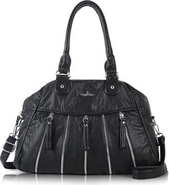 Angel Kiss Sac &agrave; main pour femme - En cuir synth&eacute;tique souple - Style vintage, Noir