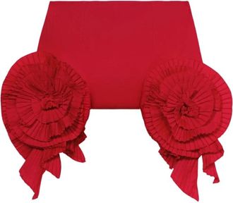 Blumarine Jupe courte en taffetas avec roses 3D - Femme - Jupes - Rouge - Taille: 36 FR