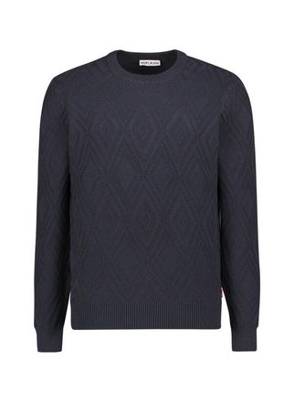 Joop Herren Pullover blau Baumwolle unifarben