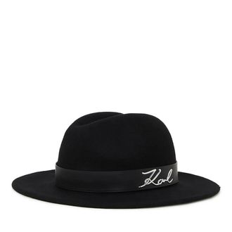 Karl Lagerfeld Caps & M&uuml;tzen - K/SIGNATURE FEDORA - Gr. M/L - in Schwarz - f&uuml;r Damen