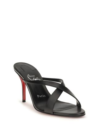 Christian Louboutin Womens Sandals Mulazee Cross Black Black-Lin Black/lin
