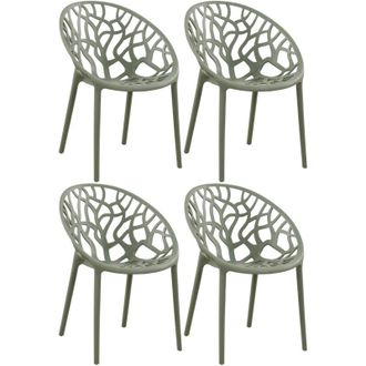 Clp 4er Set Stapelbare Gartenst&uuml;hle Hope oliv