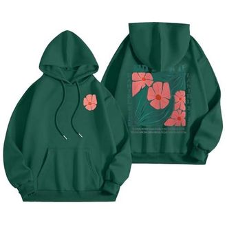 Generic Sweat &agrave; capuche imprim&eacute; tendance pour la Saint-Valentin 2026 (2), vert fonc&eacute;, XXL