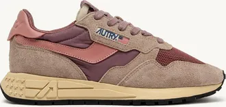 Autry BASKETS REELWIND LOW EN NYLON DAIM ET CUIR ROSE ET DESERT SAND