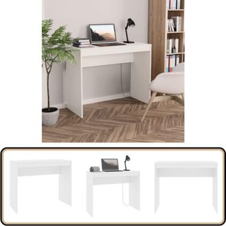 vidaXL Vidaxl - Bureau Blanc 90x40x72 cm Bois dingénierie - Bureau Blanc - Bureau Compact - Bureau Design - Bureau Informatique - Meuble De Bureau