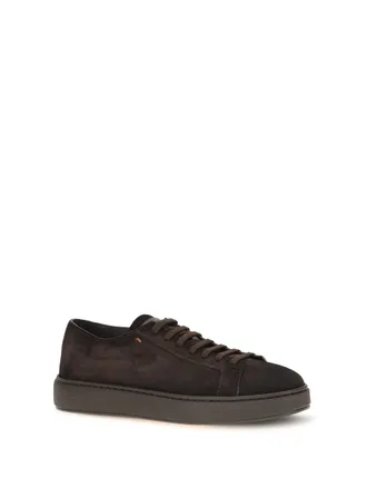 Santoni Mens Suede Sneakers Dark Brown