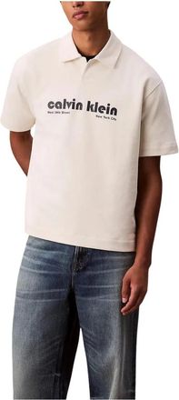 Calvin Klein Jeans Homme, Tops, Beige, Taille: XL Cotton Terry Logo Polo
