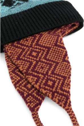 Dries Van Noten 4707 Geometric Knitted Wool Winter Hat - Blue