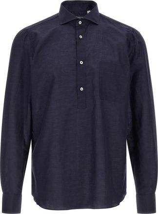 Finamore Homme, Chemises, Bleu, Taille: 4XL Porto Blouse