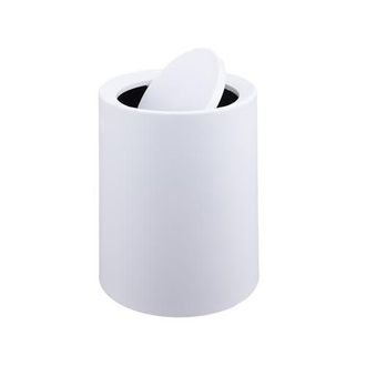 Relaxdays M&uuml;lleimer, 13 Liter, Schwingdeckel, Inneneimer, Matter Kunststoff, runder Abfalleimer f&uuml;r Bad & K&uuml;che, wei&szlig;