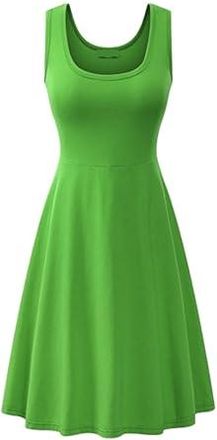 Generic Robes amincissantes pour femmes, robe d&eacute;contract&eacute;e, basique pour lext&eacute;rieur, la maison, sans manches, coupe ajust&eacute;e, Vert, 3XL