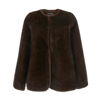 VALENTINI 1972 Valentini 1972, Femme, Vestes, Brun, Taille: 38 FR Cape Trap&egrave;ze en fausse fourrure &agrave; col rond