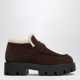 Prada Dunkelbraune Wildledermokassins