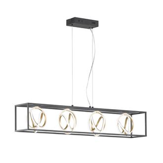 Fischer & Honsel Pendelleuchte Gisi | Schwarz Matt|Gold | L: 110 cm, B: 20 cm| A: 150 cm |H&ouml;heneinstellenbar| Dimmbar | Farbtemperatureinstellung | 4x LED 15W 2700-650