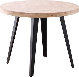 PEGANE Pegane - Table à manger ronde en bois coloris chêne nordique pieds noir - diamètre 100 x hauteur 76 cm