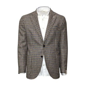 L.B.M. 1911 Bicolor Hahnentritt Slim Fit Blazer - - Jackets - Herren - Braun - M